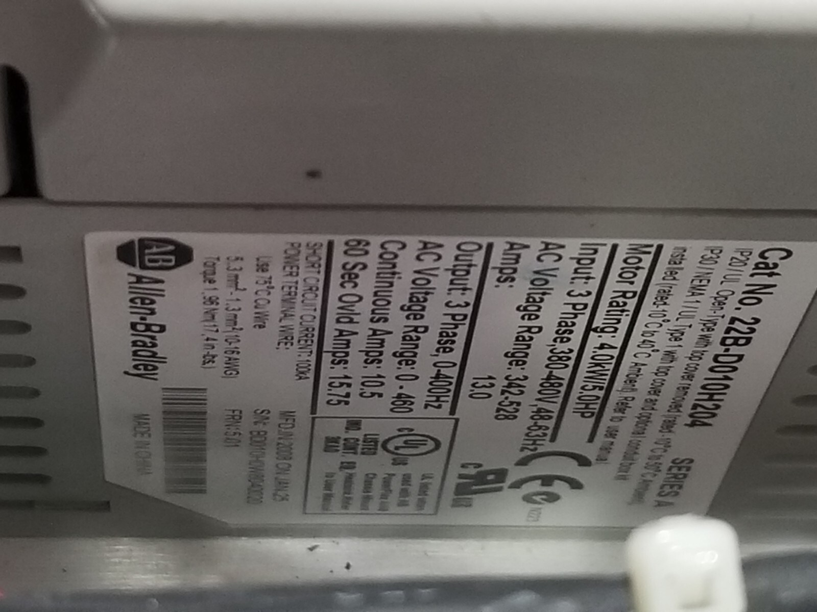 Allen Bradley PowerFlex 40 VFD Package Enclosure+VFD 380-480 3-phase ...