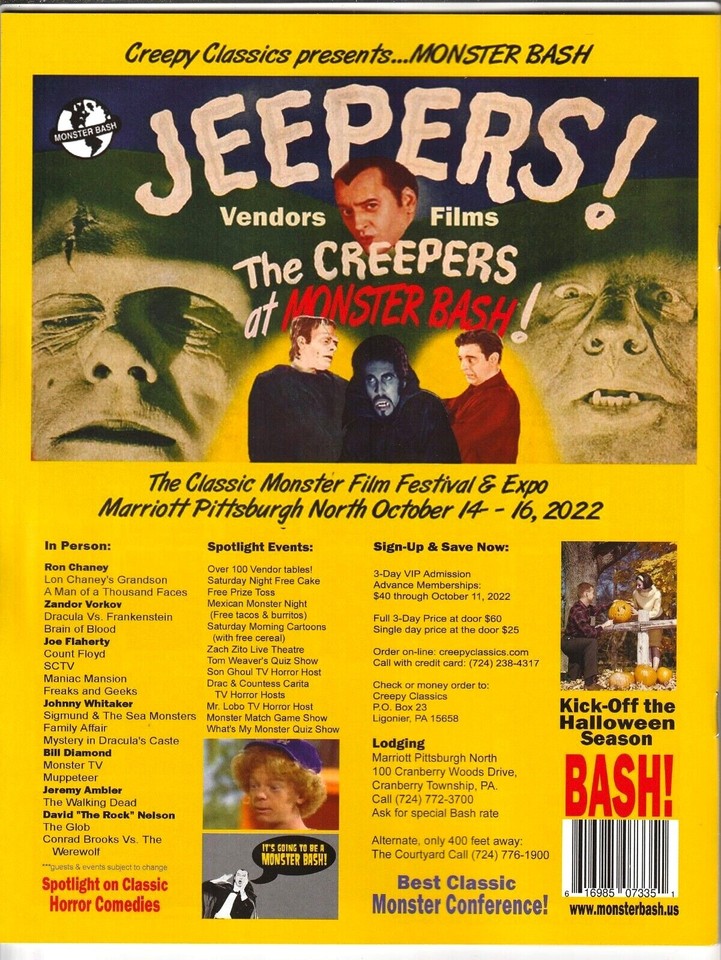 MONSTER BASH MAGAZINE #48 AUTUMN 2022 NM 9.4 UNREAD CREEPY CLASSICS IN ...