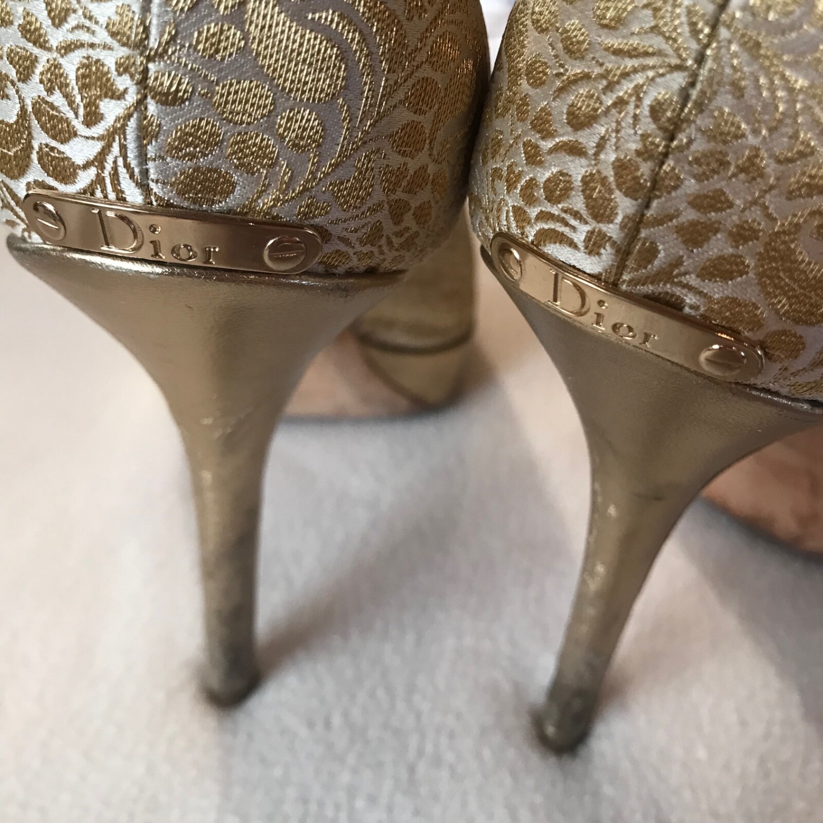 Christian Dior Platform High Heels Peep Toe Golden Sz… - Gem
