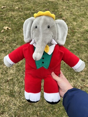 GUND Stuffed Animal BABAR the Elephant Plush 15" Red Suit Vintage 1988 ...
