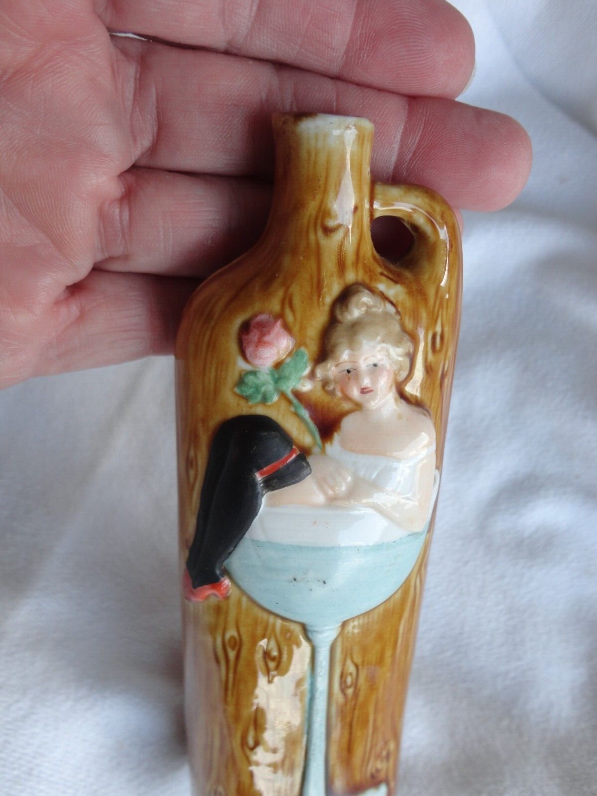 ANTIQUE SHAFER & VATER NAUGHTY FLAPPER GIRL CHAMPAGNE WHISKY FLASK ...