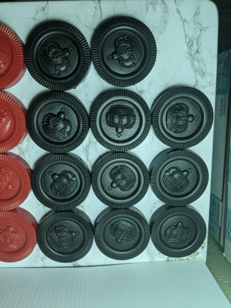 22 Game Piece Lot Large Jumbo Checkers pawn round black red part 3 ...