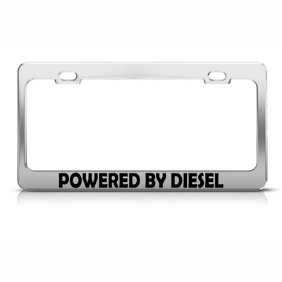 Metal License Plate Frame Powered by Diesel Car Accessories Chrome | eBay