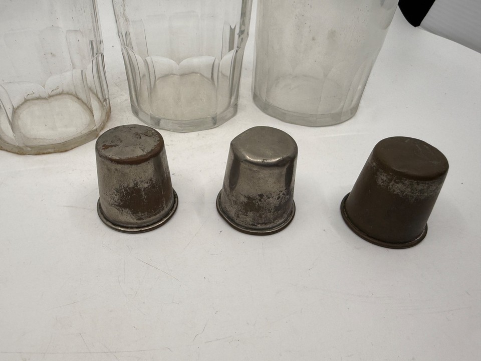 3 FLUTED CRYSTAL GLASS BACK BAR WHISKEY PRE PRO PROHIBITION ANTIQUE ...
