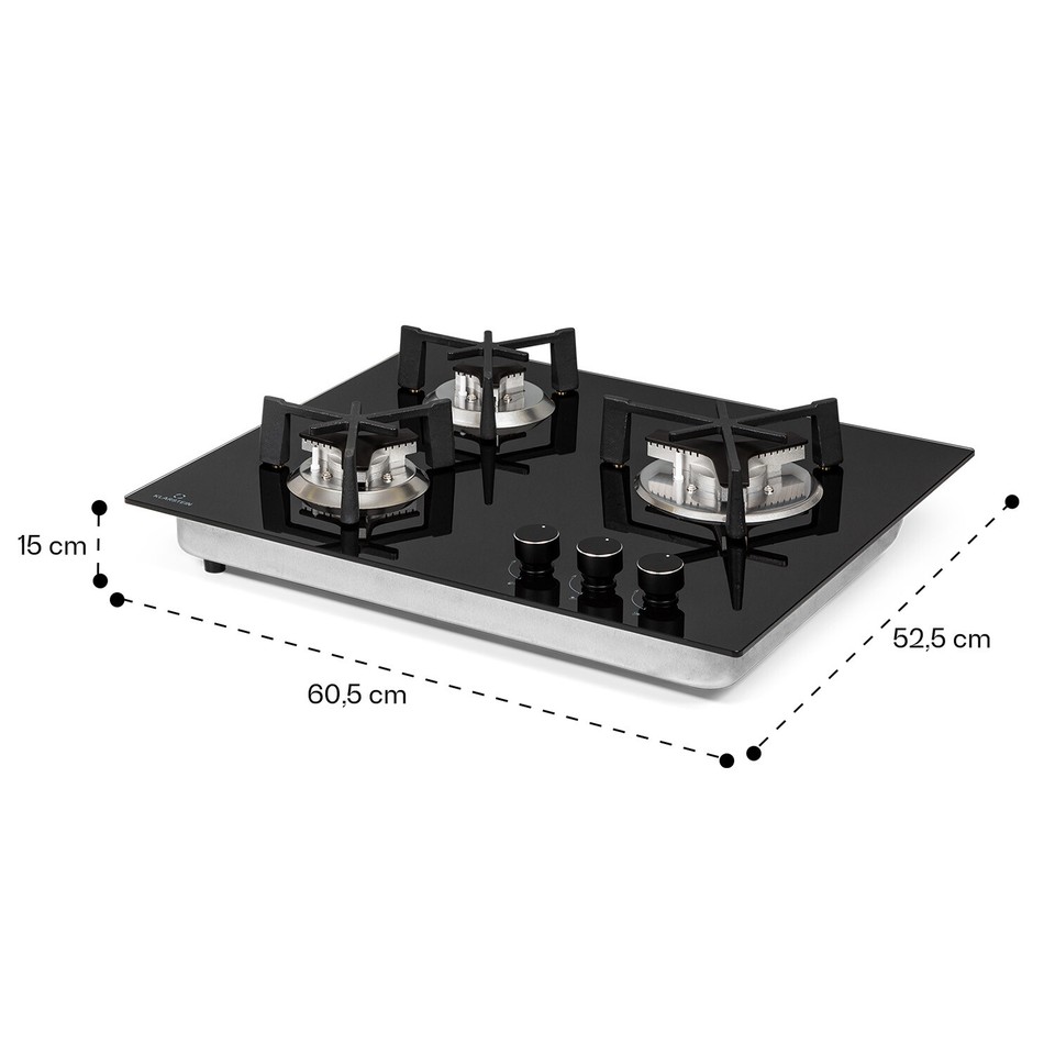 Gas Hob 60 cm 3 Burner Hot Plate Glass Ceramic Gas Cooker Gas Burner ...