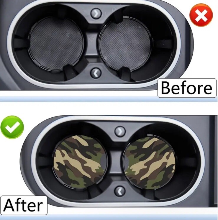 Camouflage Military Design Car Coasters 2 Piece Durable Rubber Washable ...