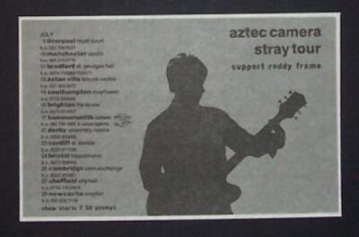 Aztec Camera Stray Tour UK Tour Dates 1990 Small Concert Advert, Promo ...