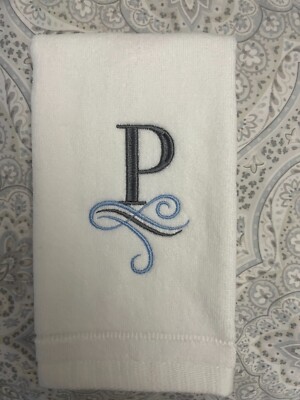 Custom Monogram Embroidered Velour Fingertip "TIP" towel | eBay