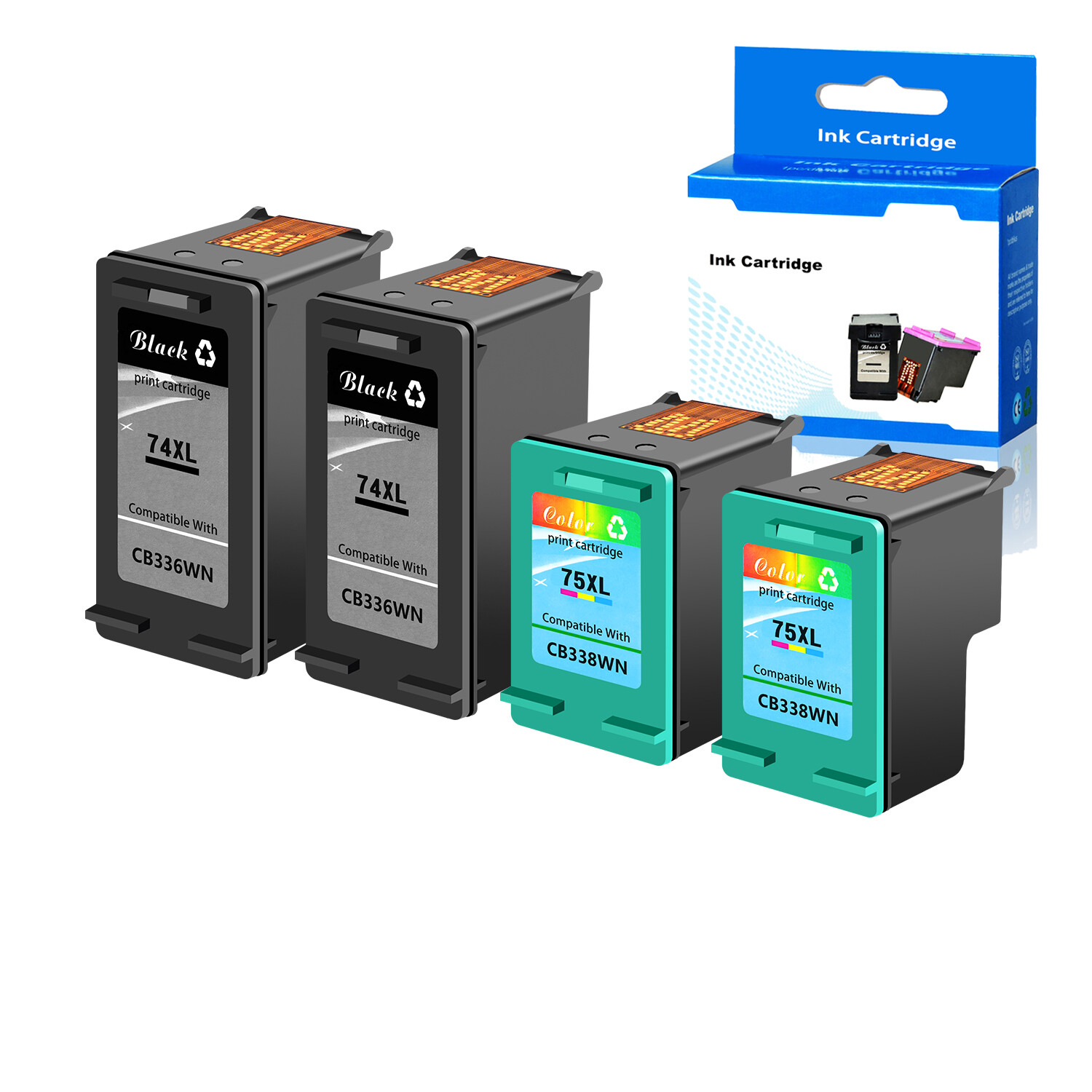 74XL 75XL Ink Cartridge fit for HP PhotoSmart C4200 C4205 C4210 C4225 ...