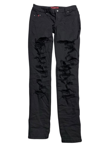 Tripp NYC Fishnet Skinny Jeans Distressed Black Ripped Gothic Emo Scene ...