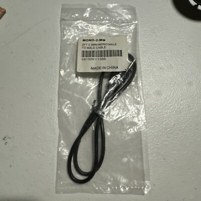 2ft Mono 3.5mm TS Audio Male to Male Black Cable | eBay