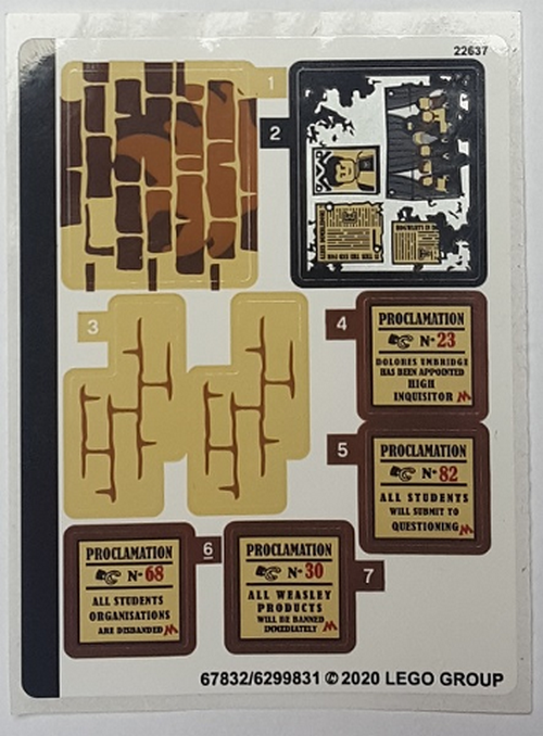 LEGO 75966stk01 HARRY POTTER Sticker Sheet for Set 75966 - (67832/ ...