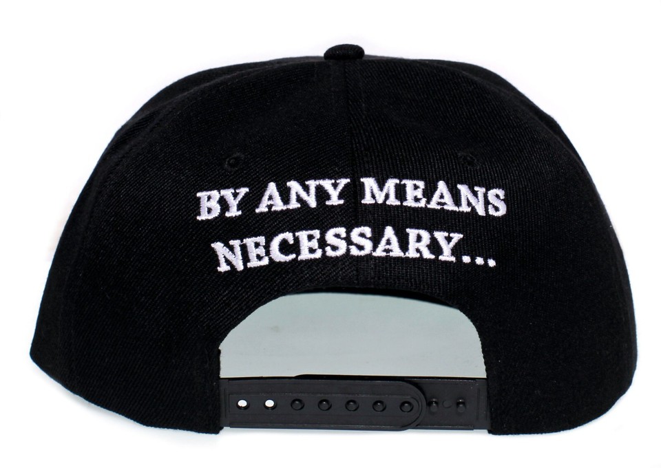 Malcolm X Hat 3D Embroidered By Any Means Necessary Cap Black Snap ...
