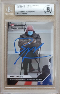Bernie Sanders Signed Topps Now Card w/ BAS COA Beckett Encapsulation 3 ...