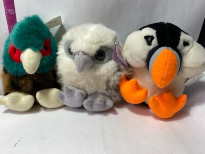 3 vintage collectible Puffkins plush three birds Owl, Woodpecker and ...