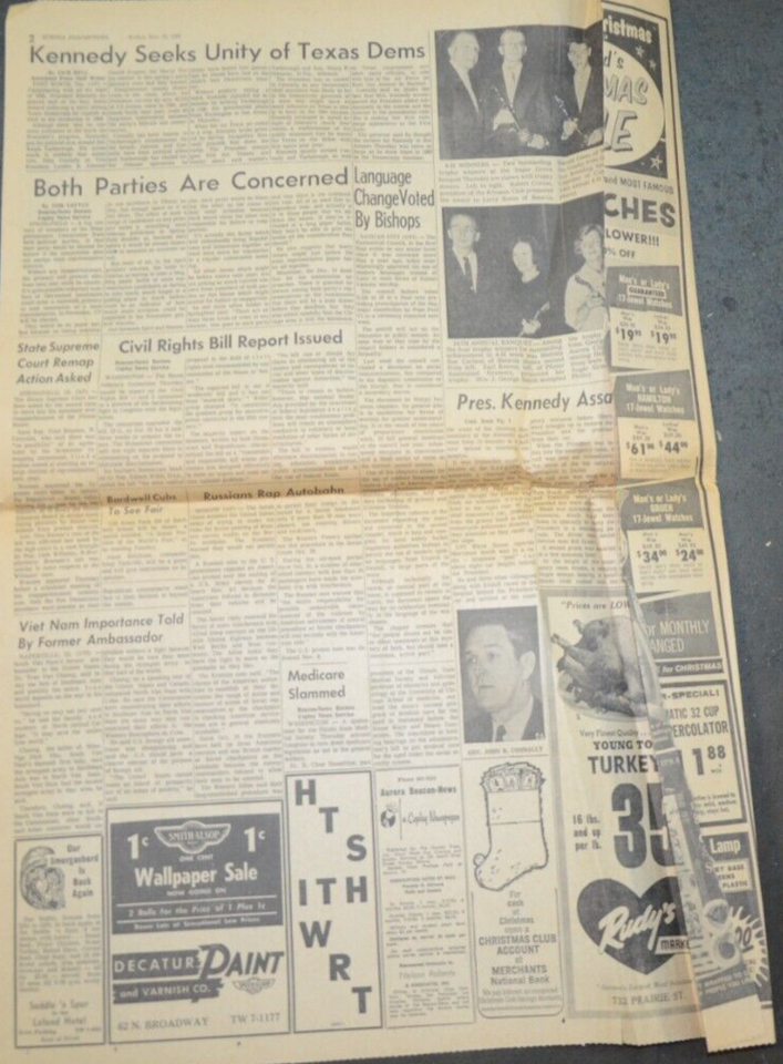 John F. Kennedy Assassination & Death November 22nd 1963 Vintage ...