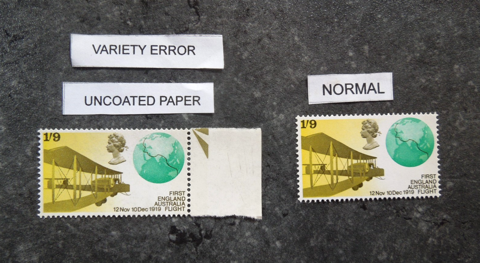GB 1969 1/9 Anniversaries SG795a Variety Error UNCOATED PAPER CV £275 ...