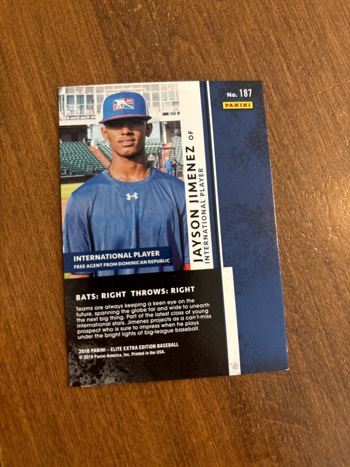 Jayson Jimenez 2018 Panini Elite Extra Aspirations Red #187 Blue Jays ...