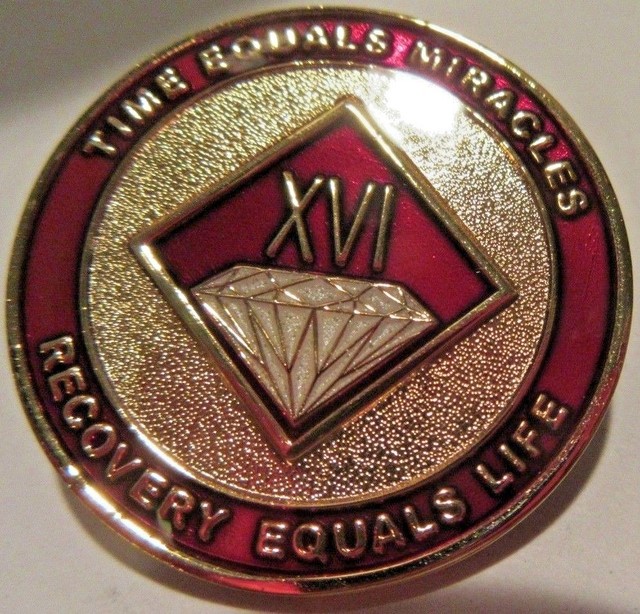 Narcotics Anonymous NA Burgundy 16 Year Medallion Clean Coin Token AA ...