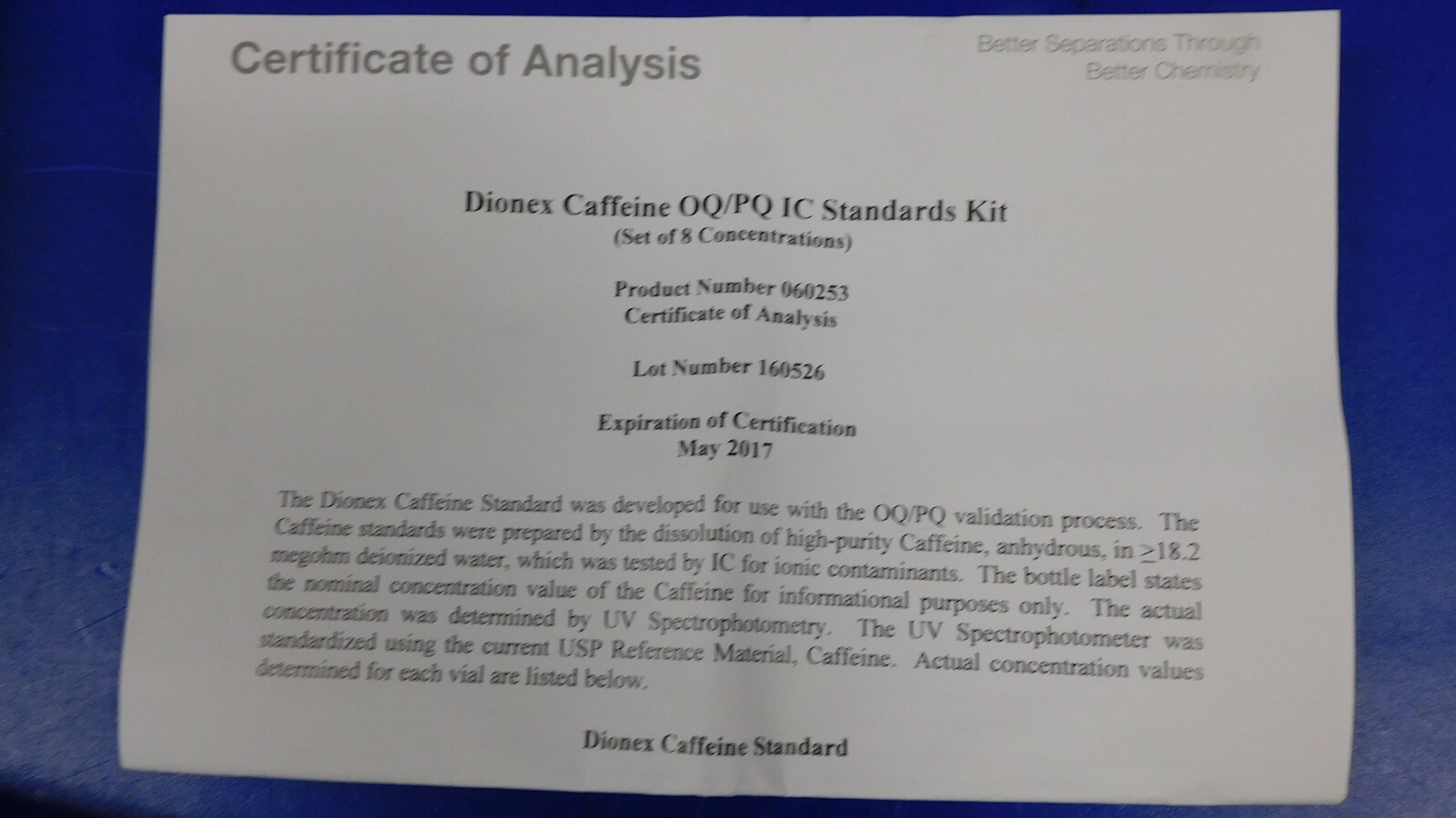 Thermo Scientific Dionex 060253 Oq/pq IC 10ml X 6 Standard Vial Kit for ...