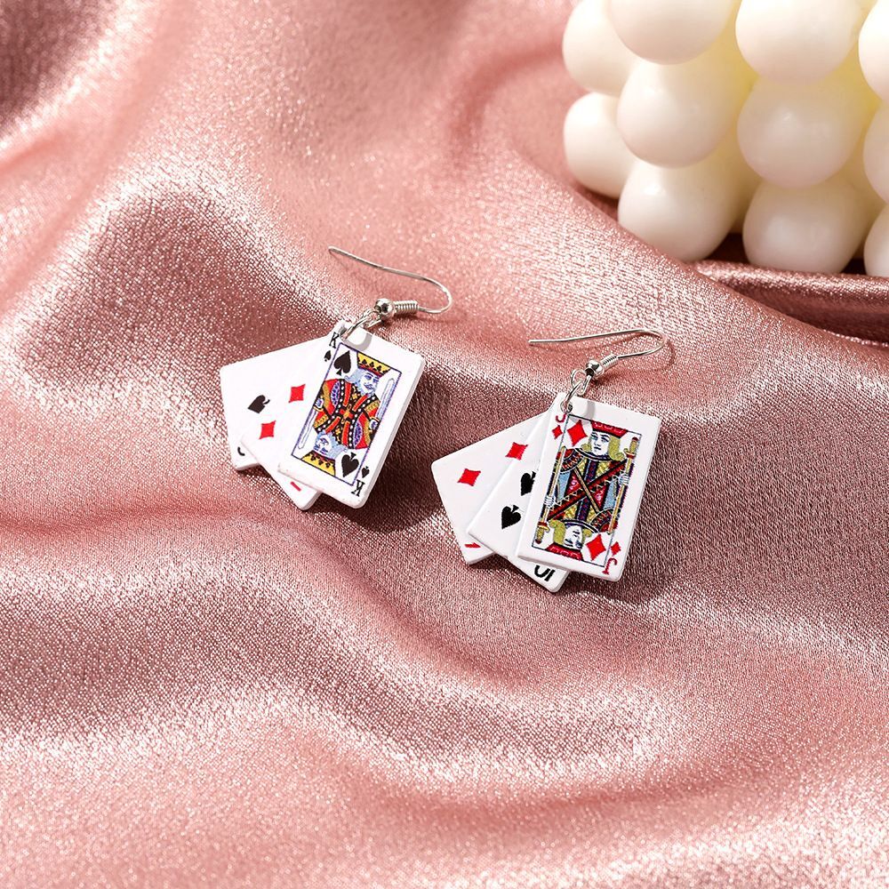 Gift Pendant Creative Playing Card Charms Earrings Poker Drop Games ...