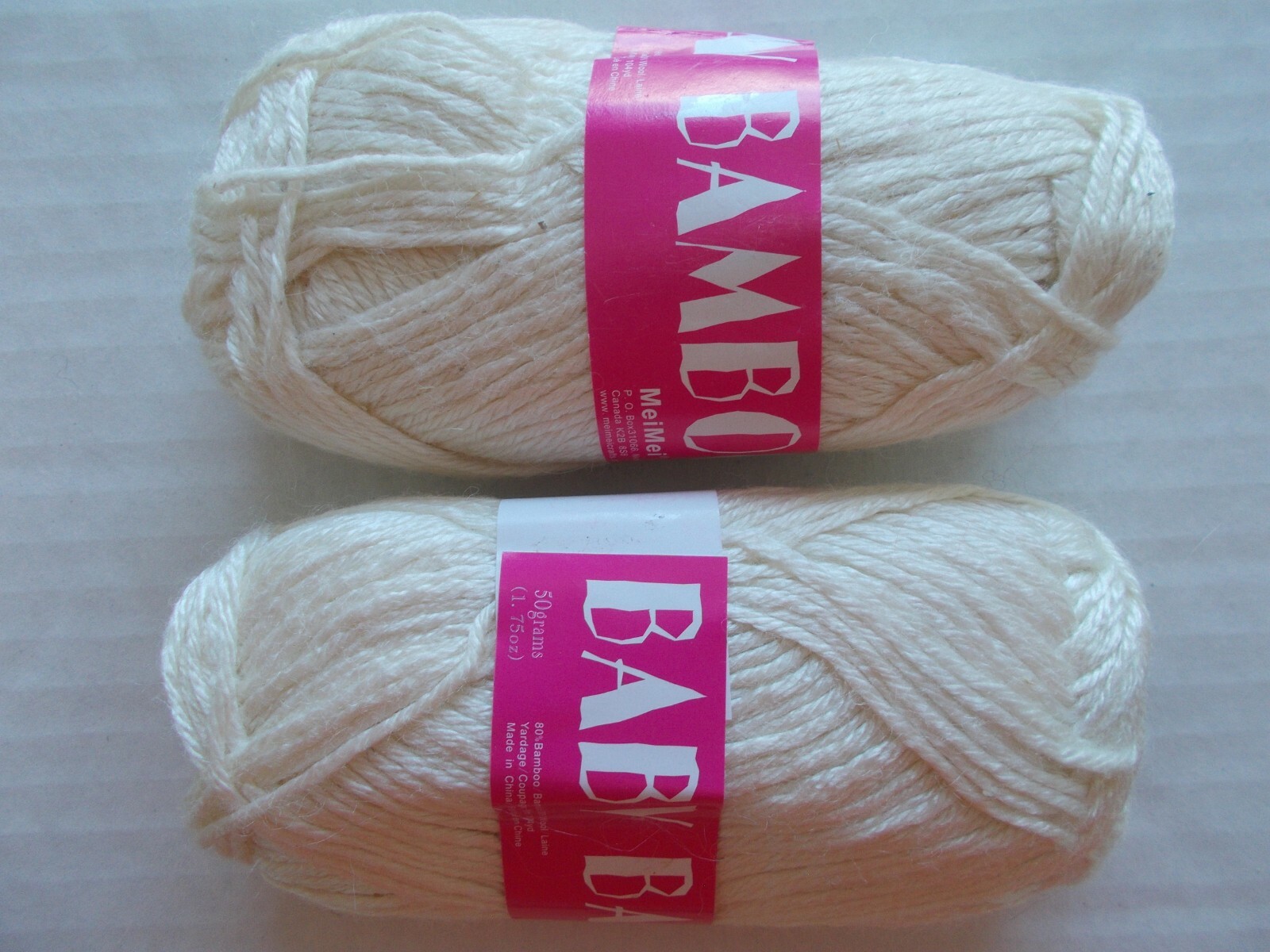 MeiMei Baby Bamboo wool/bamboo blend yarn, creamy white, lot of 2 (104 ...