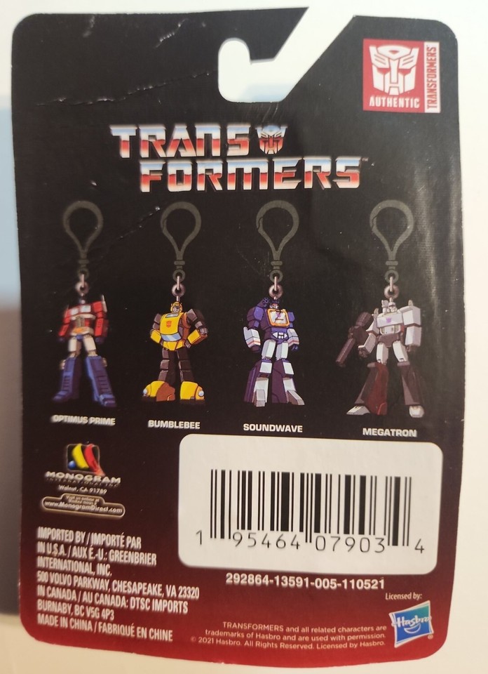 Hasbro Transformers Soundwave G1 Figural Bag Clip Figurine Keychain 3 ...