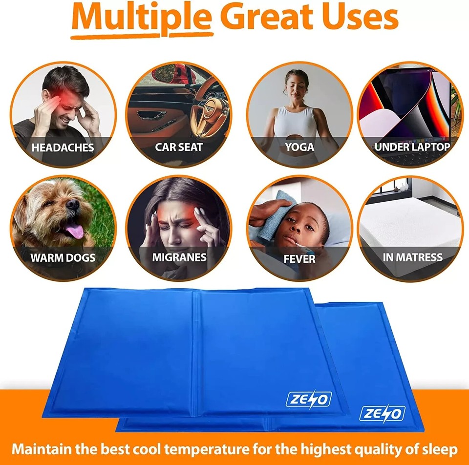 Magic Cool Cooling Gel Pad Pillow Cooling Mat Laptop Cushion Yoga Pet ...