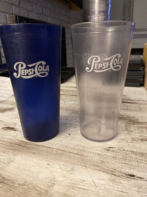 PEPSI COLA 20 oz Restaurant Cups Glasses Clear/Blue Plastic Tumbler | eBay