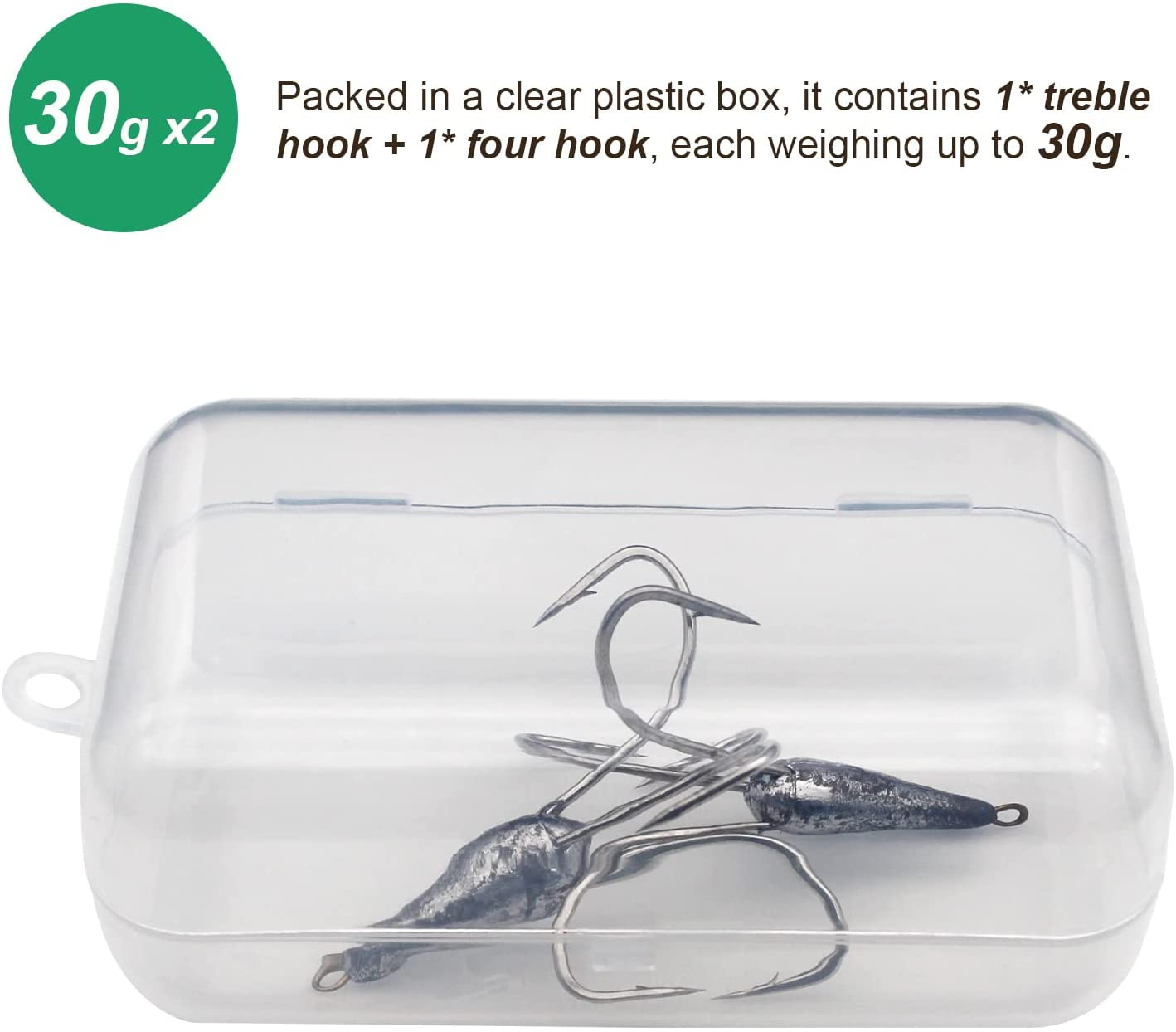 2pcs Snagging Hooks Snagging Weighted Treble Hooks Large Fishing Bunker ...