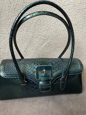Brahmin Dayan Evergreen Kalopsia Handbag Blue Green Satchel Bag | eBay