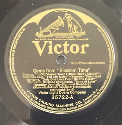 Victor Light Opera Co 78 rpm Victor 35722: Gems fr Blossom Time/Yankee ...