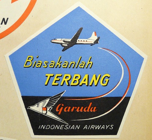 GARUDA INDONESIAN Airlines Original Vintage Luggage Label c.1950-60 | eBay