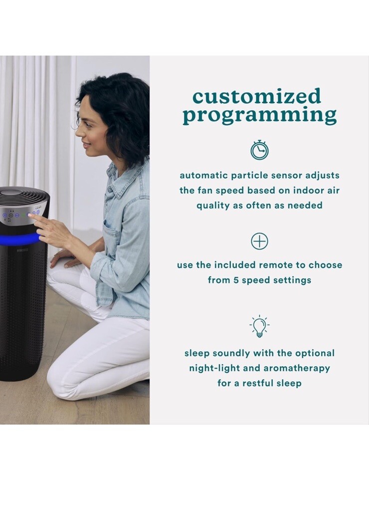 Homedics Total Clean Deluxe 5 N 1 Air Purifier HEPA & UV-C for Extra ...