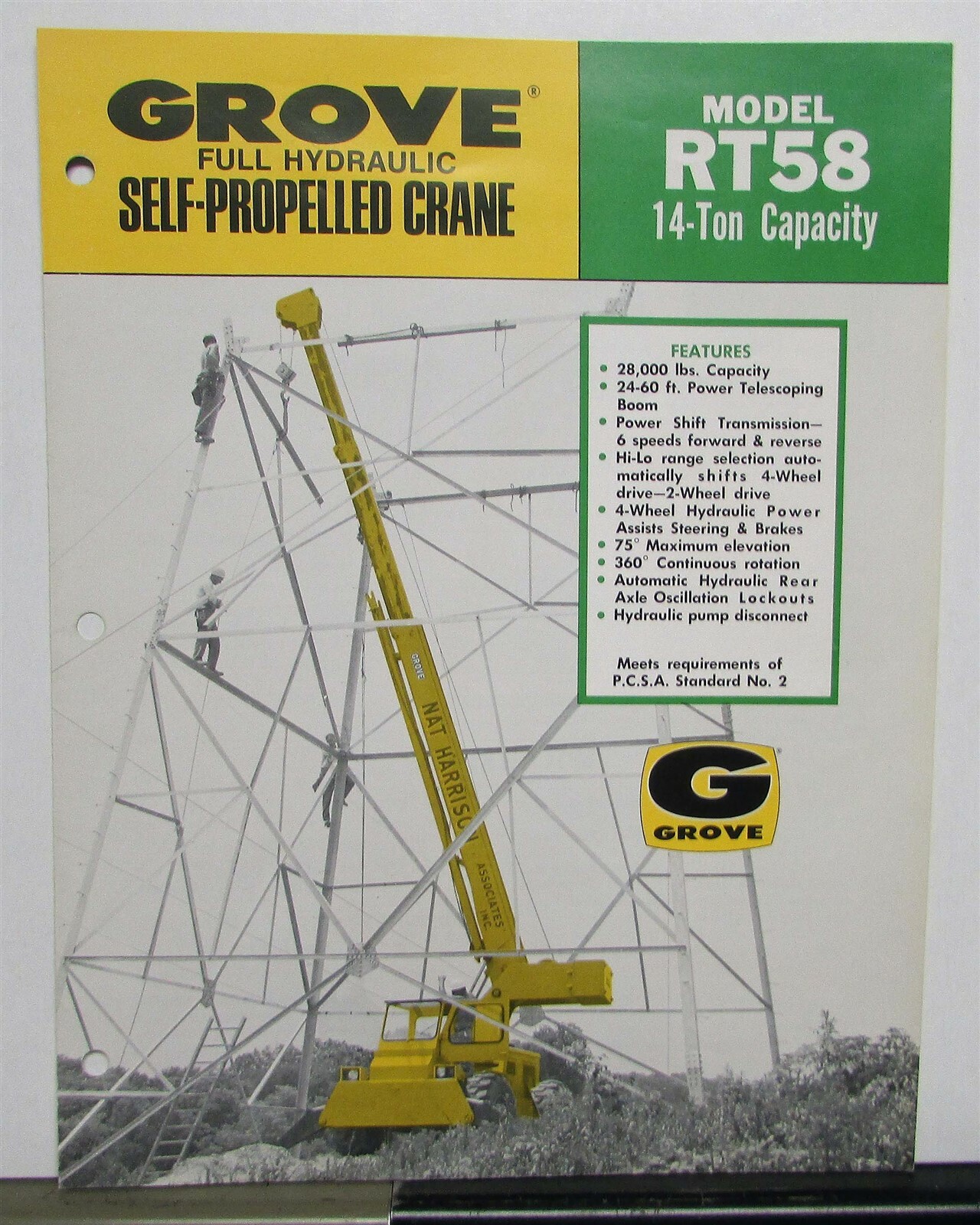 1971 Grove RT58 14 Ton Crane Specifications Construction Sale Brochure ...