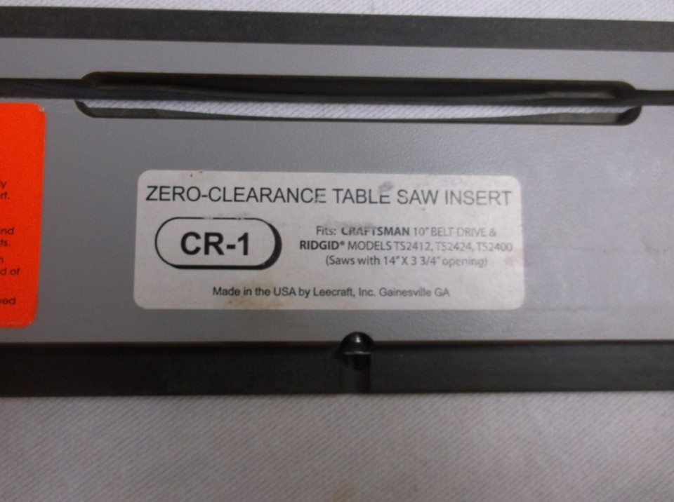 Craftsman/Rigid Table Saw Zero-Clearance Blade Insert CR-1 | eBay