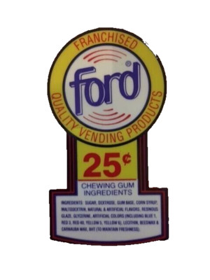 FORD GUMBALL MACHINE 25 CENT PEEL & STICK DECAL New Old Stock | eBay