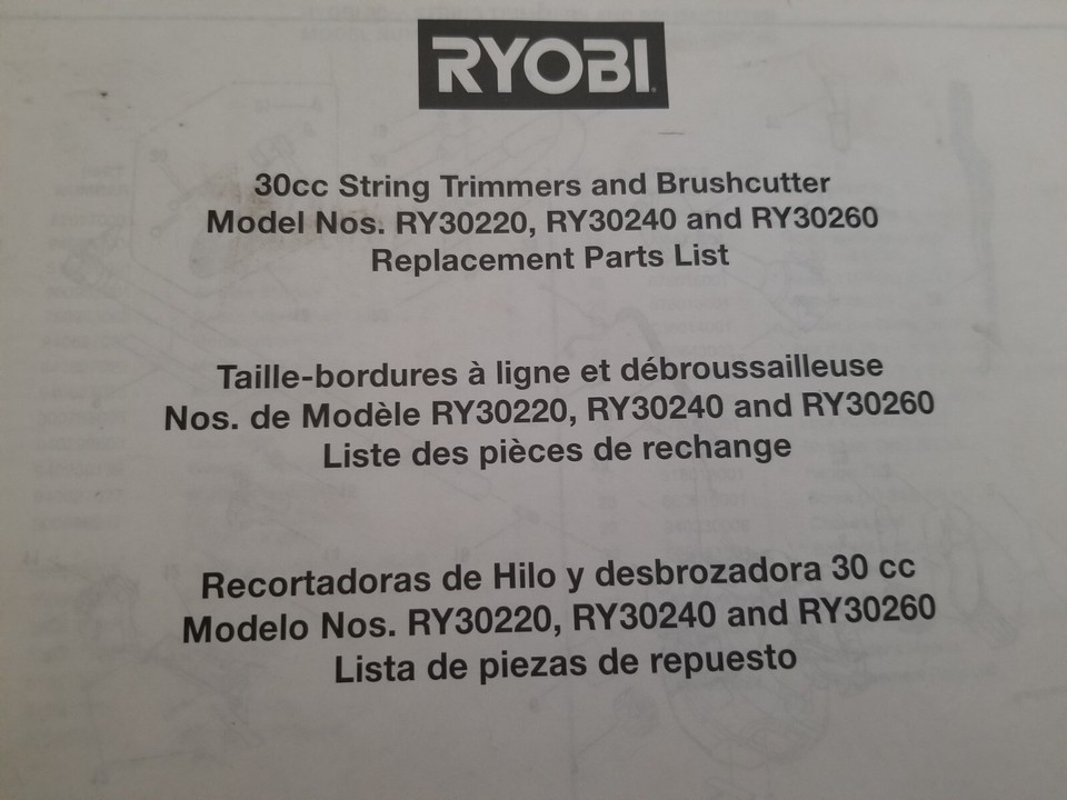 Ryobi Operator’s Manual 30cc String Trimmers & Brushcutters Includes ...