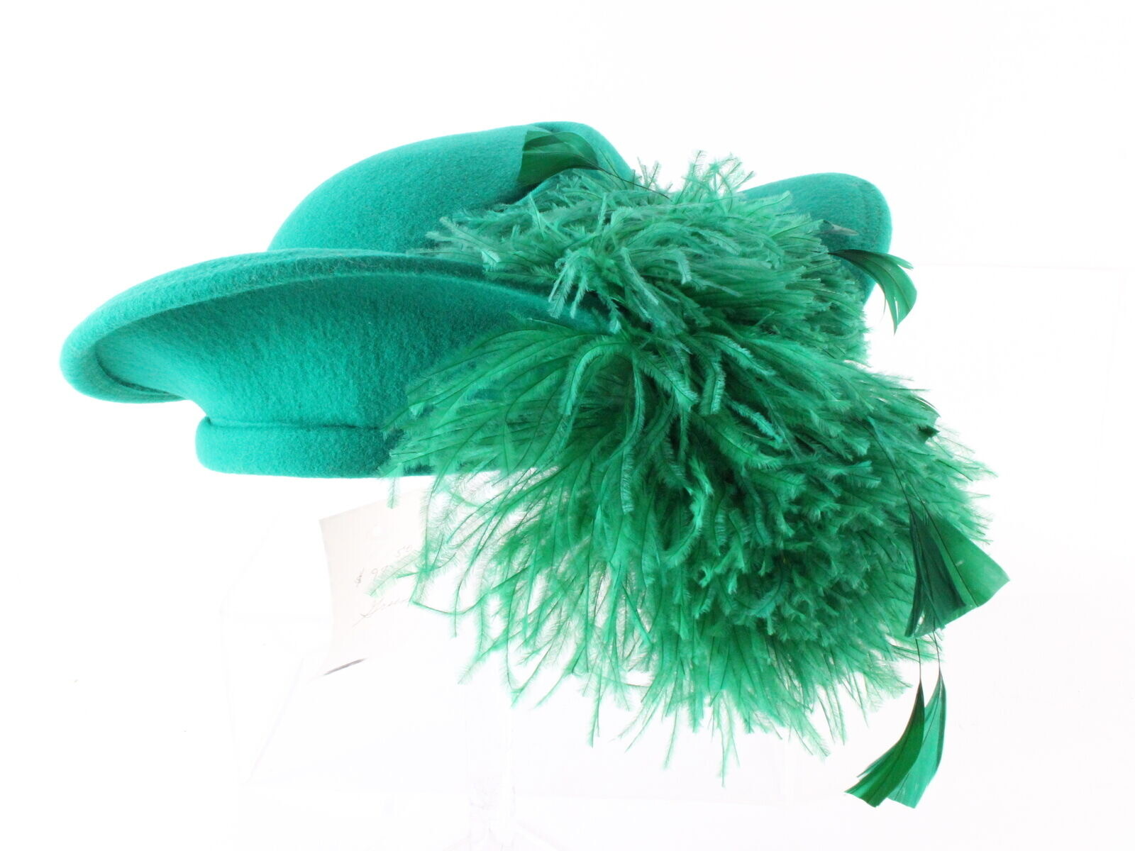 Mr D Ladies Fancy Boutique Green Wool Felt Hat W/ Feathers 7 56cm | eBay