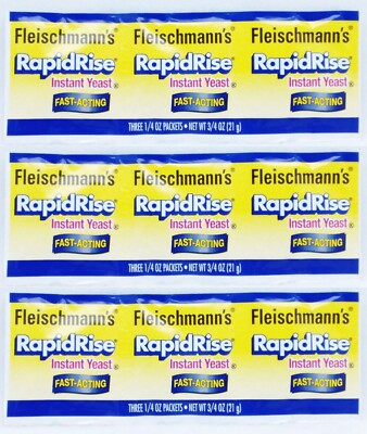 3 STRIPS Fleischmann's Rapid Rise Instant Yeast FAST ACTING (9 packets ...