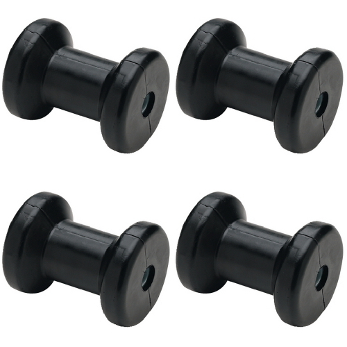 4 Pack 5 Inch Width Boat Trailer Black Molded Rubber Spool Rollers - 1/ ...