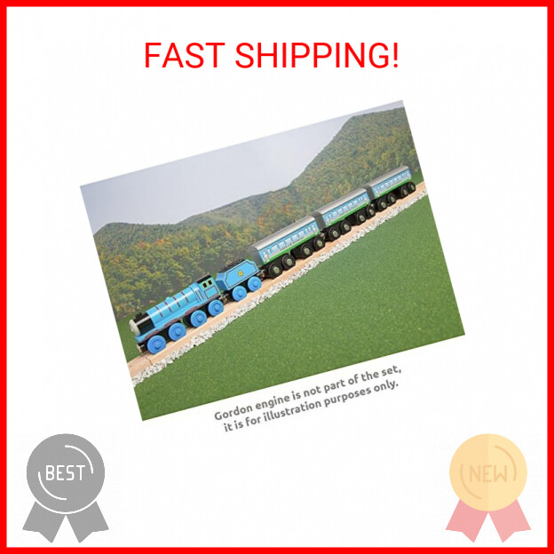 Orbrium Toys 3 Pcs Large Wooden Railway Express Coach Cars, Compatible ...