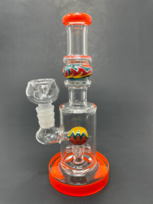 Hookah Water Pipe Glass 7" Orange Single Percolator Ball Bong w/ Splash ...