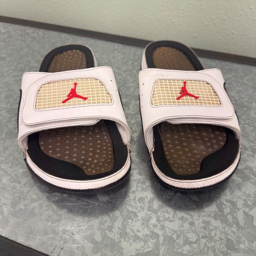 Jordan Hydro 4 Retro White Red Flight Basketball Slides Sandals Men's ...