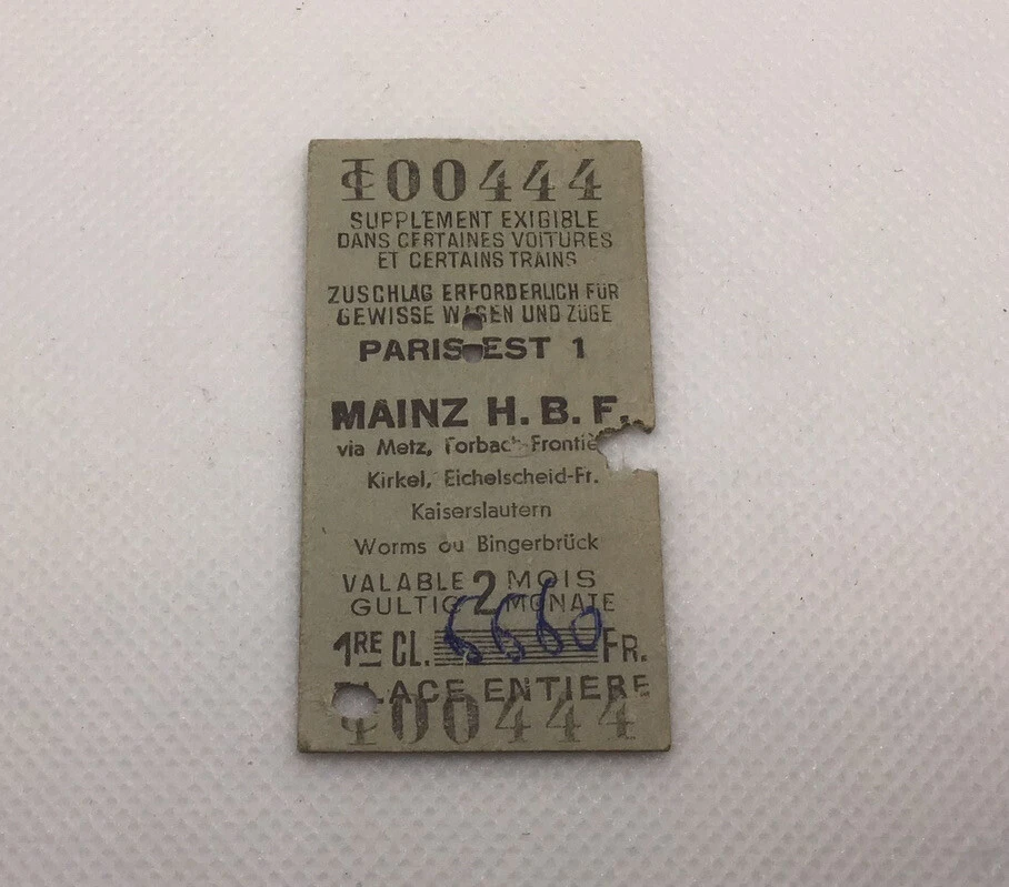 Vintage French Train Ticket