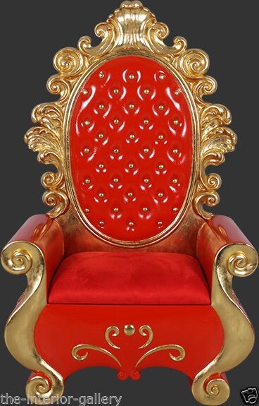 Santa Throne Chair - Christmas Decor - Red and Gold Santa Throne ...