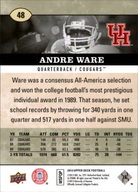 2013 Upper Deck - #48 Andre Ware for sale online | eBay