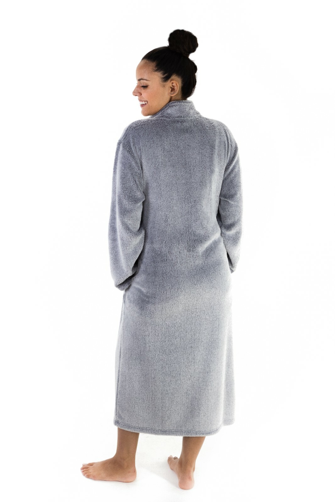 Women's 48" Super Plush Front Zipper Robe Zip Up Bathrobe Plush Zipper ...