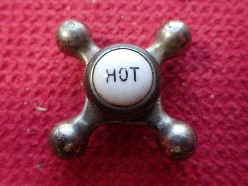 Brass Sink Water Valve Handle Knob with Hot Porcelain Insert | eBay