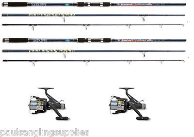 2 x Carp Fishing 3 Piece Carp Fishing Rods 3lb T/c & Lineaeffe Carp ...
